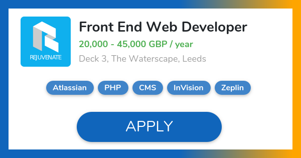 Front End Web Developer Job in Leeds | Rejuvenate Digital