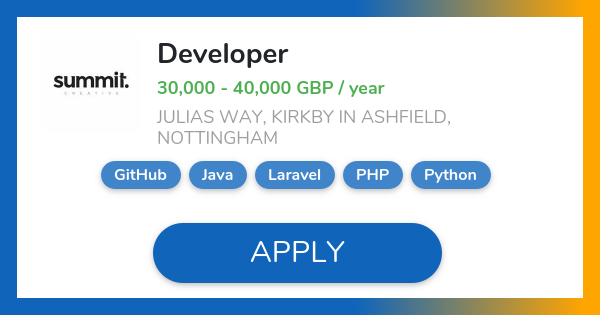 Developer Job in NOTTINGHAM | Summit Creative Ltd