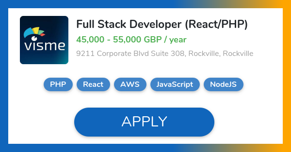 Remote Full Stack Developer Reactphp Visme