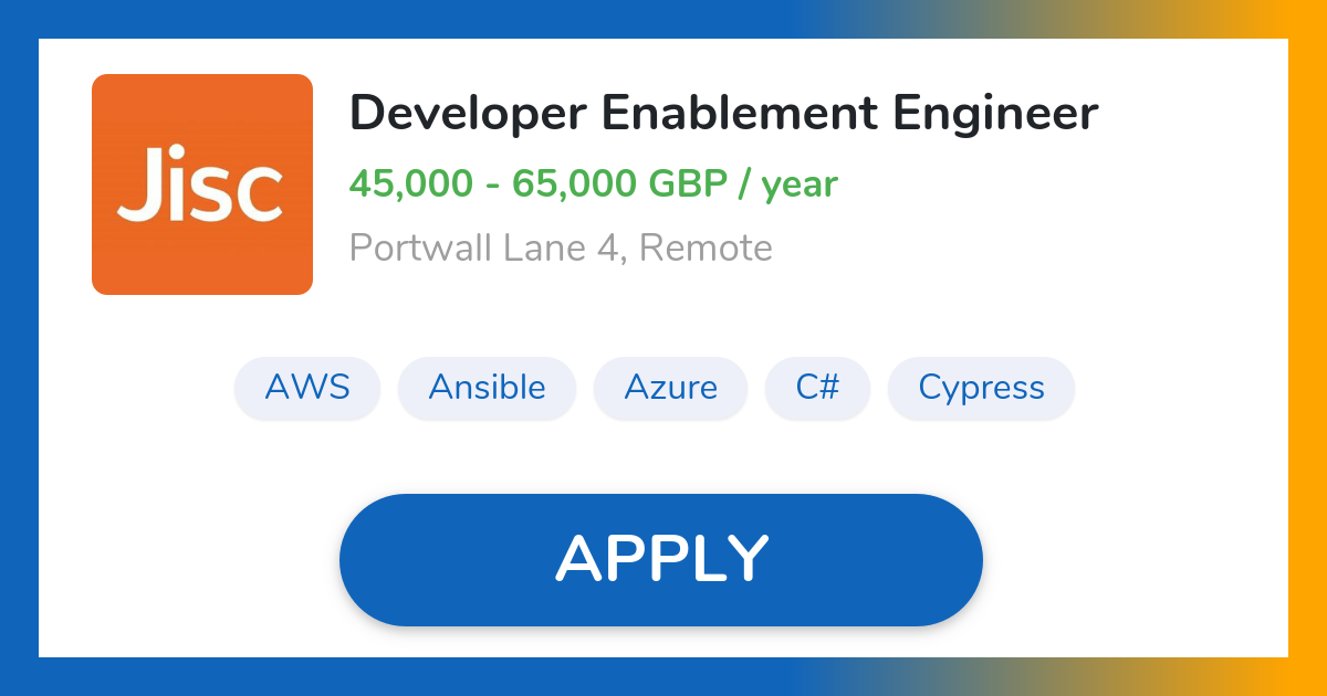 Remote Developer Enablement Engineer | Jisc