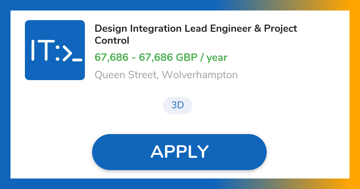 Design Integration Lead Engineer And Project Control Job In Wolverhampton Jonathan Lee Recruitment
